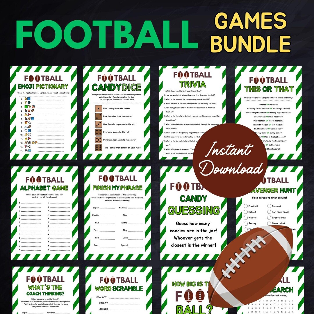 Football Games Bundle Printable, Football Activities, Football Party ...