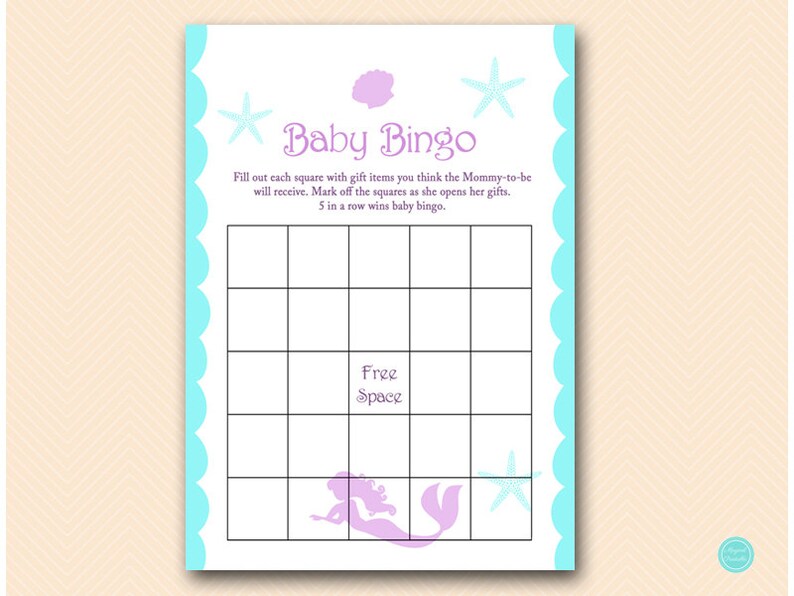 Baby Gift Item Bingo Cards, Baby Bingo, Mermaid Baby Shower Games ...