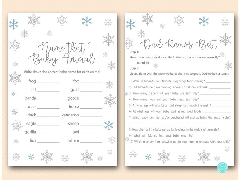 Winter Baby Shower Games Package Instant Download Baby - Etsy