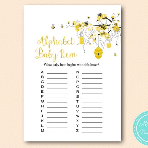 Bee Theme Baby Shower Games Printable Bumble Bee Baby Shower - Etsy