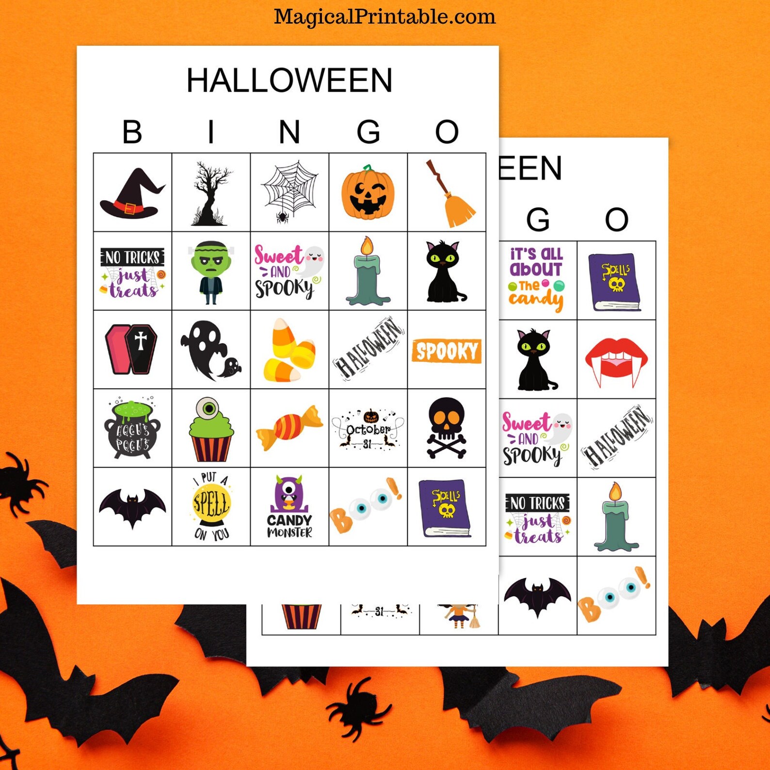 100 Halloween Bingo Cards, Printable Halloween Bingo, Halloween Party ...