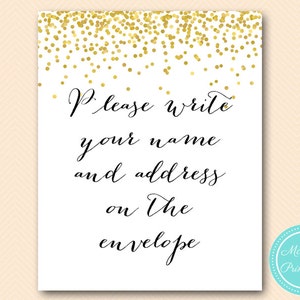 Please Write Your Name and Address on the Envelope Signage, Wedding ...