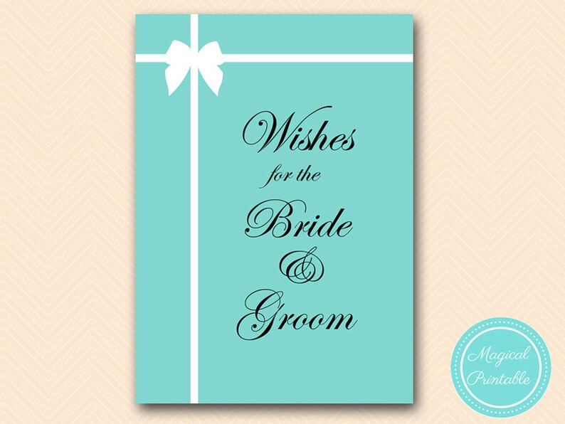 Wishes for the Bride and Groom Card and Sign Aqua Bridal - Etsy