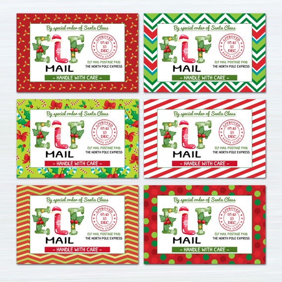 Christmas Elf Mail Arrival Box Label Printable, Elf Shipping Label, Elf ...