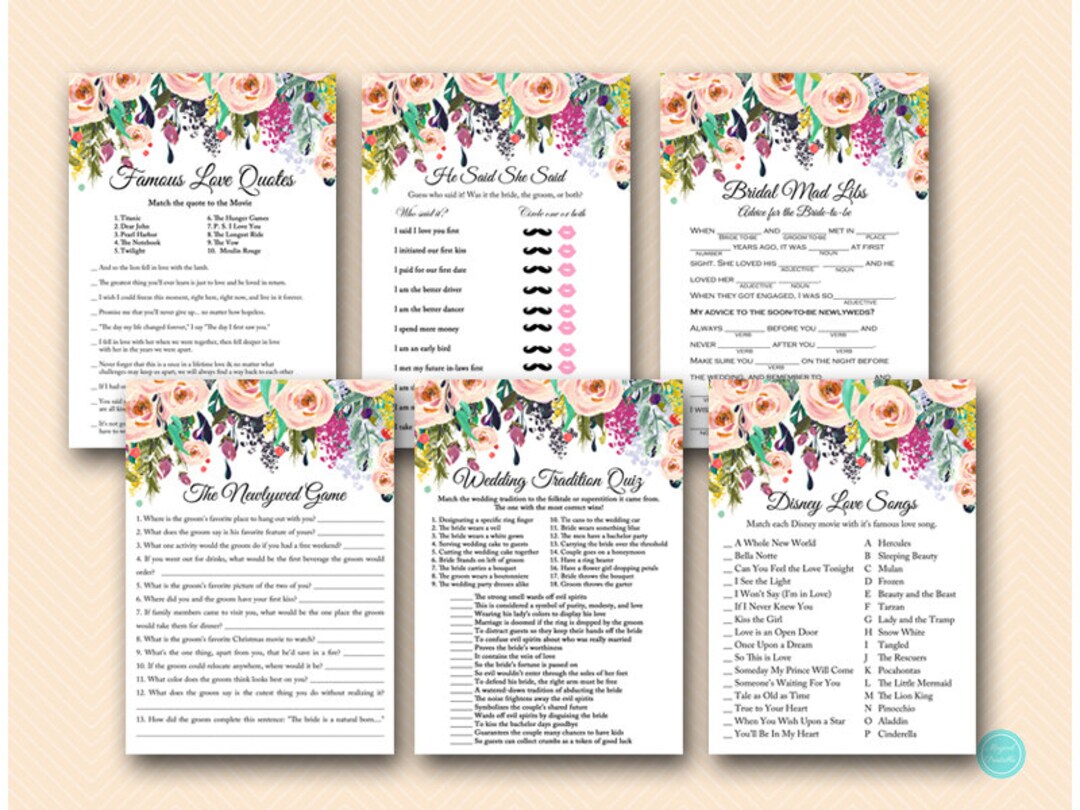 Pink Blush Bridal Shower Game, Pink Floral Bridal Shower Activities ...