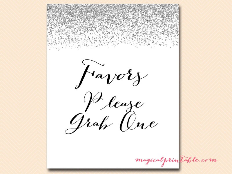 Silver Favors Please Grab One Sign Favors Sign Printable | Etsy