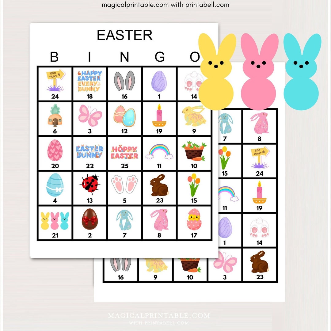 100x Cute Easter Bingo Cards, Printable Easter Bingo, Easter Party Game ...