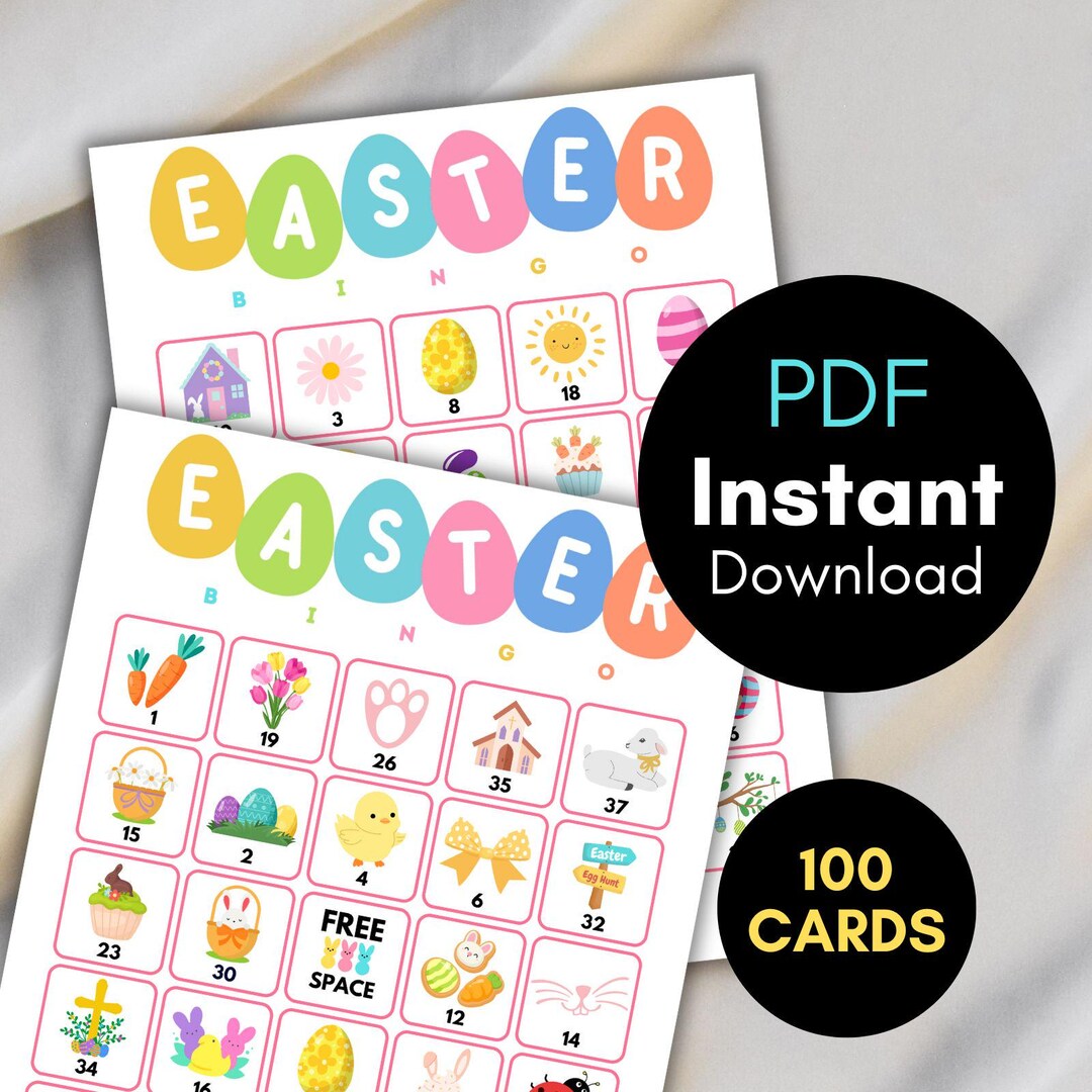 Easter Bingo Cards, Printable Easter Bingo, Easter Party Game for Kids ...