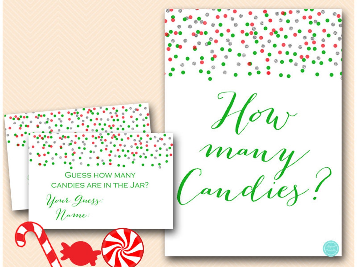 Christmas Candy Guessing Game Printable Guess How Many - Etsy