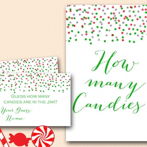Christmas Candy Guessing Game Printable, Guess How Many Candies in Jar ...