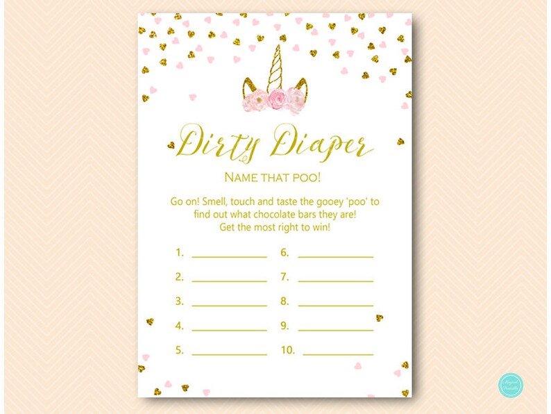 Pink and Gold Unicorn Baby Shower Games Package, Instant Download, Baby ...