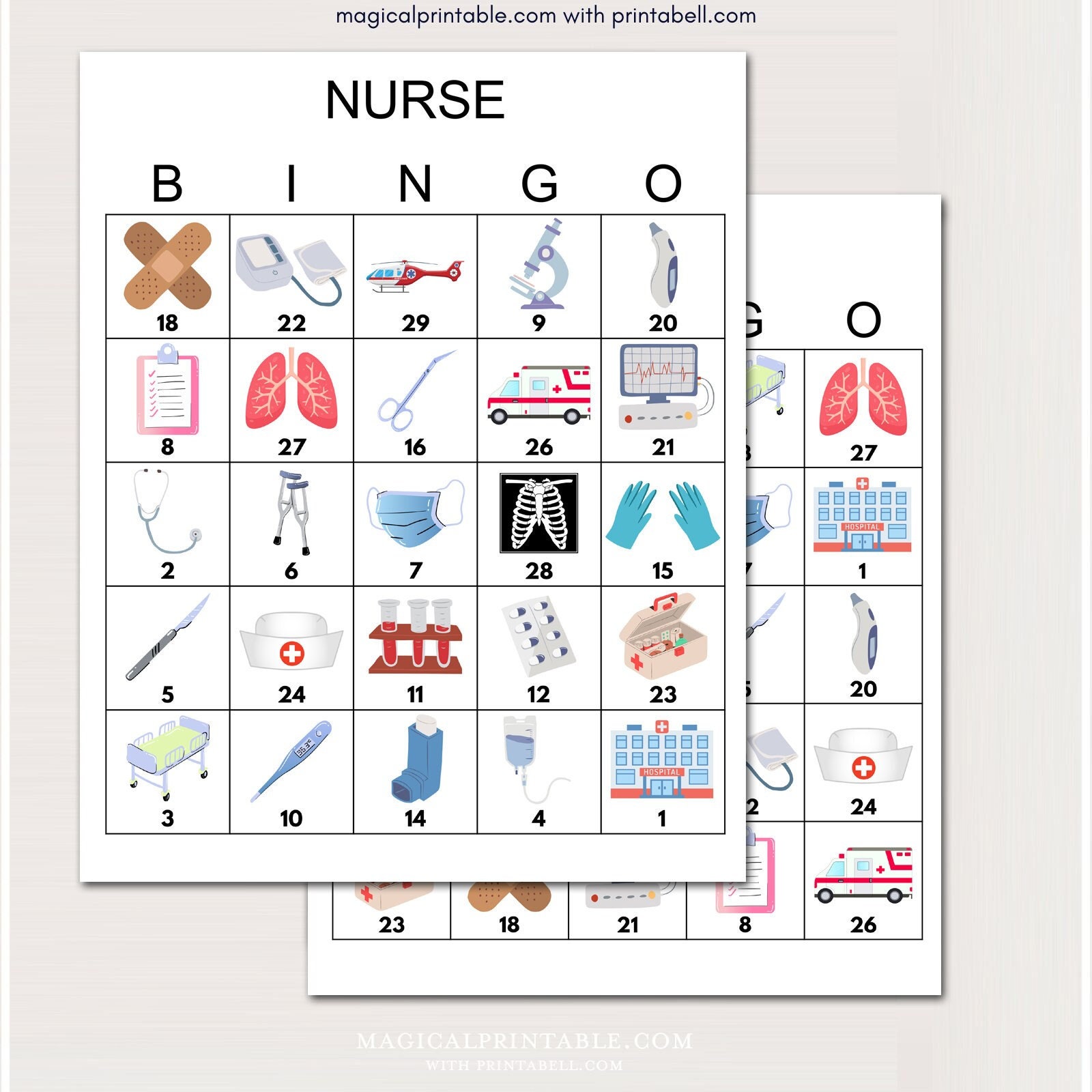 100x Nurse Bingo Cards, Nurse Party Bingo, Nurse Birthday Game, Fun ...
