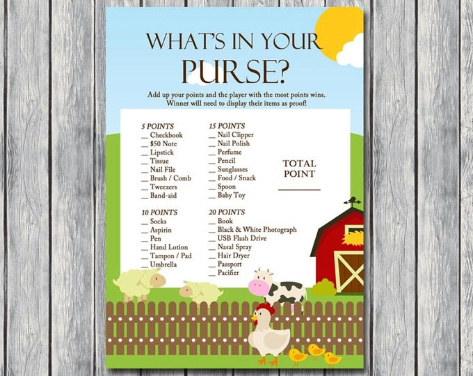 What's in Your Purse Purse Game Wallet Game What's - Etsy