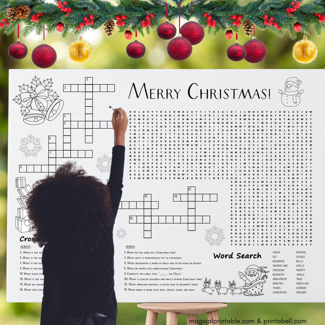 Giant Christmas Word Search, Christmas Crossword Game, Christmas Game ...