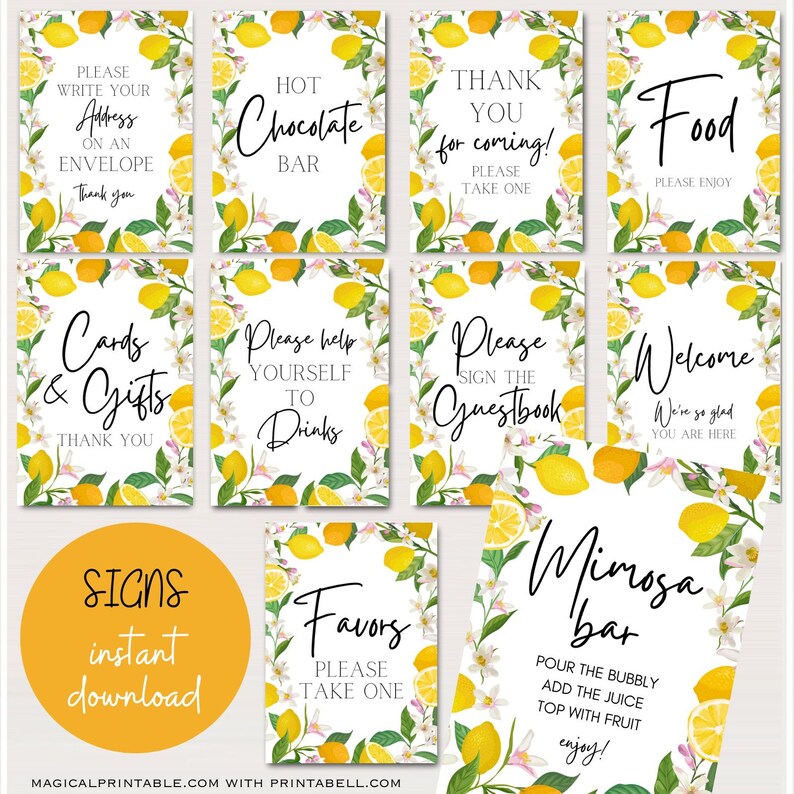 Lemons Baby Shower Signs, Printable Lemons Baby Shower, Lemon Baby ...