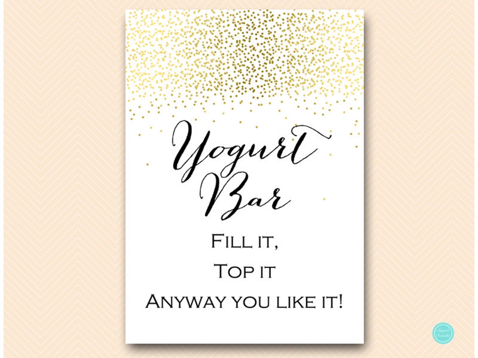 Gold Confetti Yogurt Bar Sign Printable Dessert Sign Yogurt | Etsy
