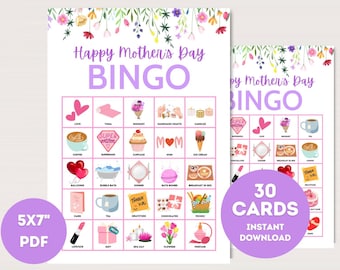 Mother's Day Bingo Cards, Printable Mother's Day Bingo, Happy Mother's ...