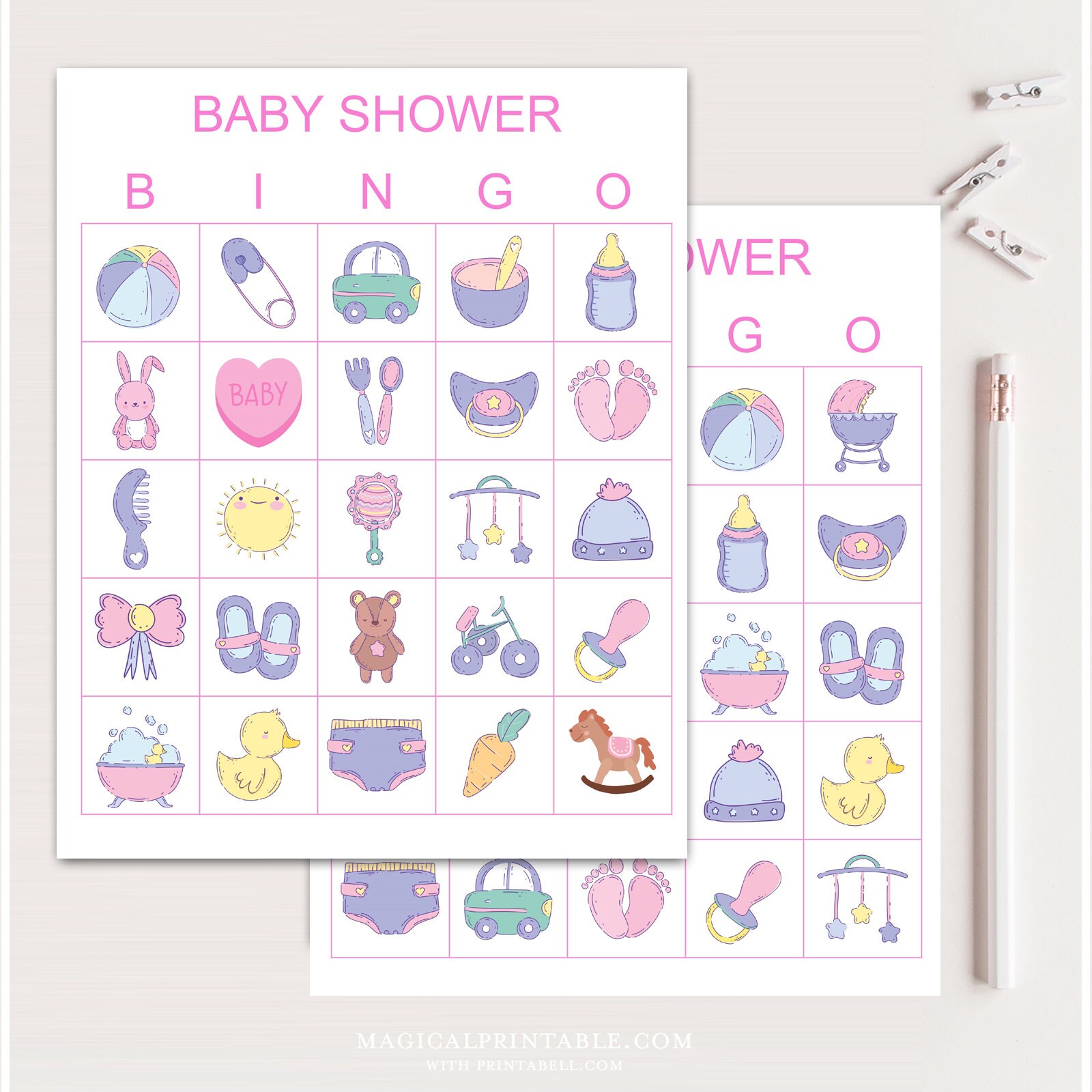 100x Bingo Baby Shower Cards Printable Baby Shower Bingo - Etsy
