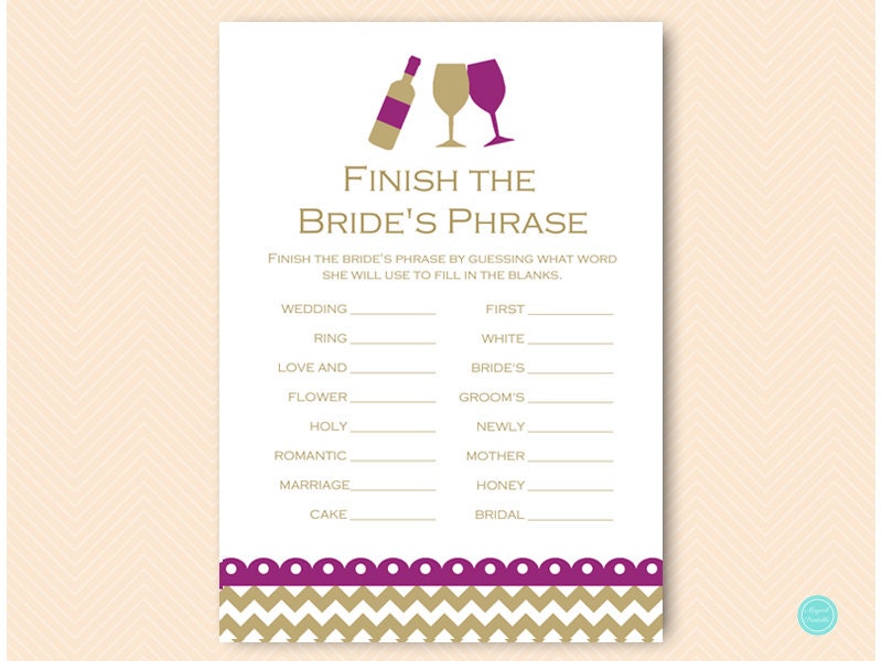 Gold And Burgundy Wine Theme Bridal Shower Game Pack Bridal Etsy