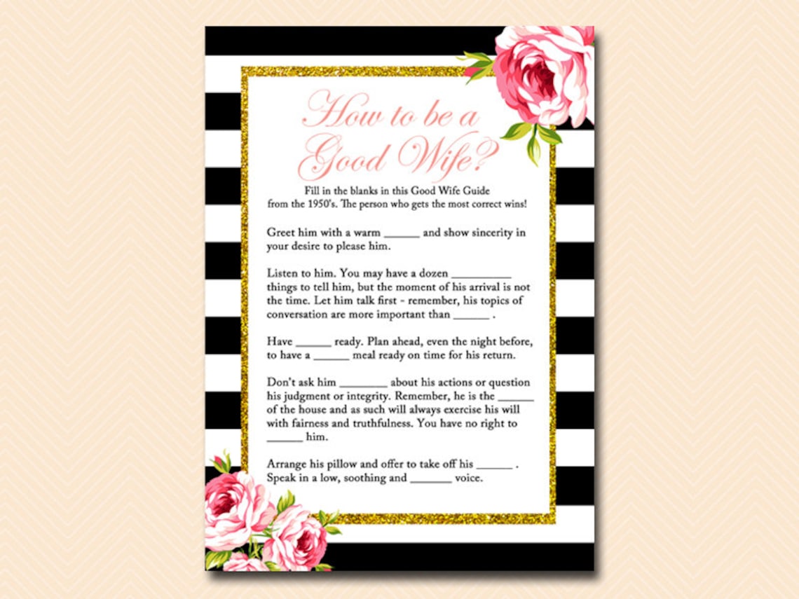 Good Wife Guide how to be good wife 1950's Black White | Etsy