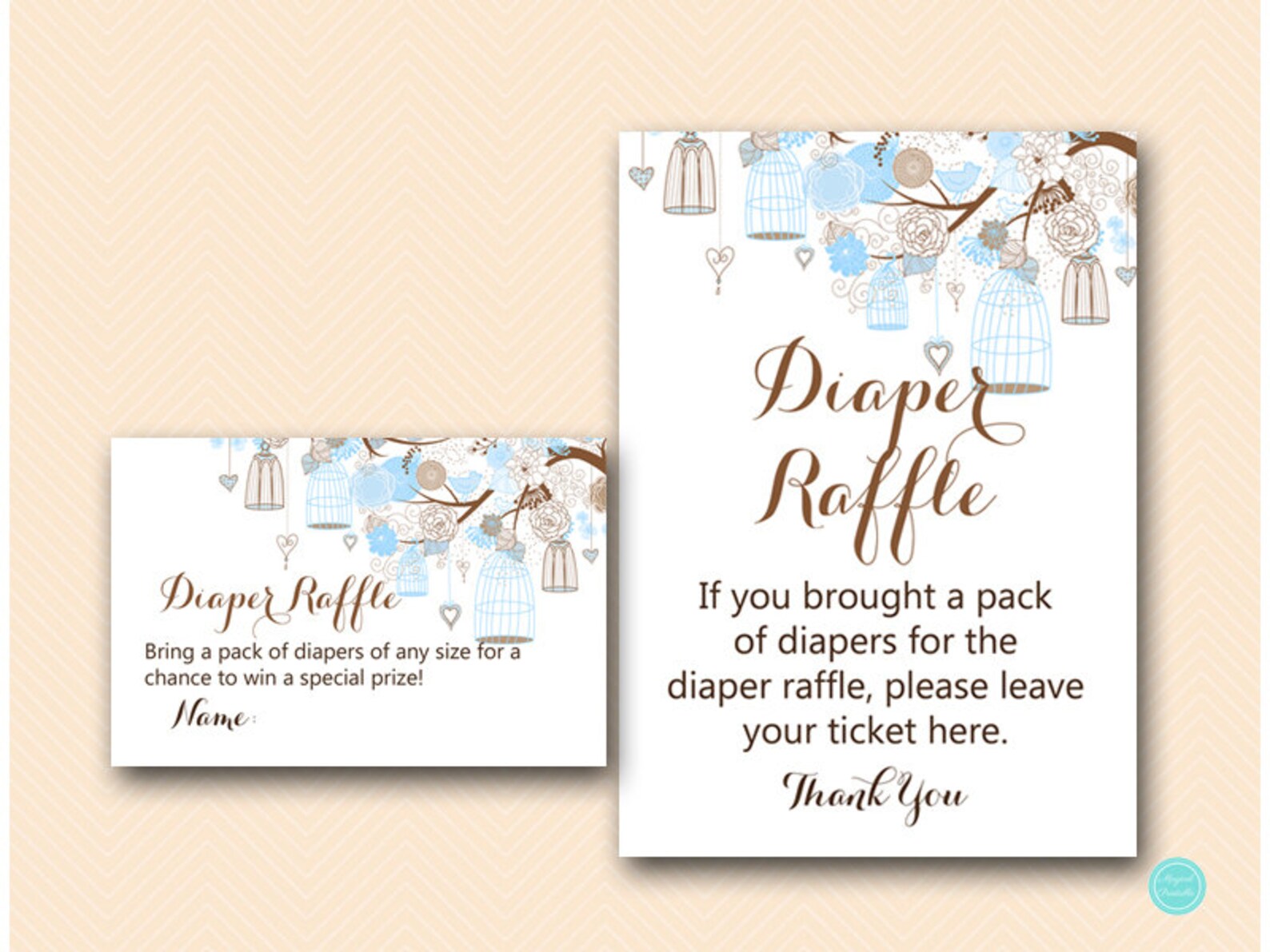 Diaper Raffle Card and Sign Tweet Bird Birdcage Baby Shower - Etsy