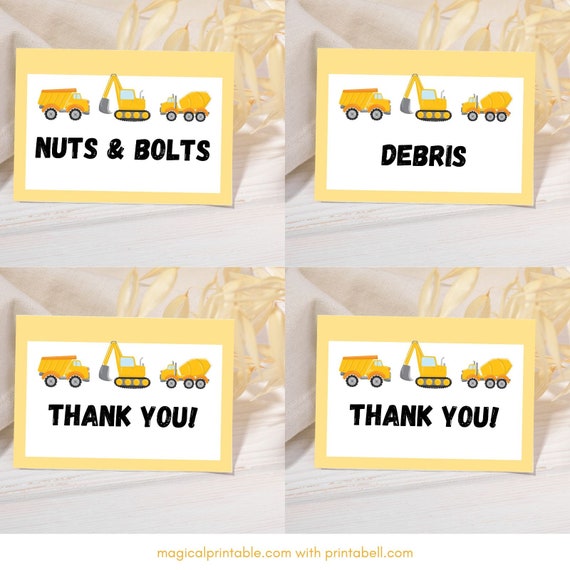 Construction Labels, Construction food labels, construction party ...