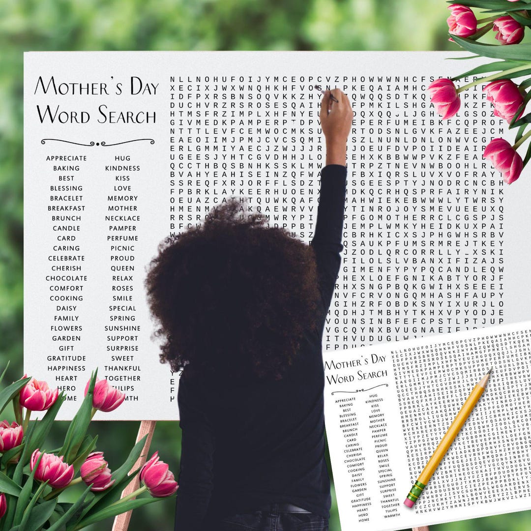 Mother's Day Word Search, 24x36 Printable Mother's Day Word Search ...