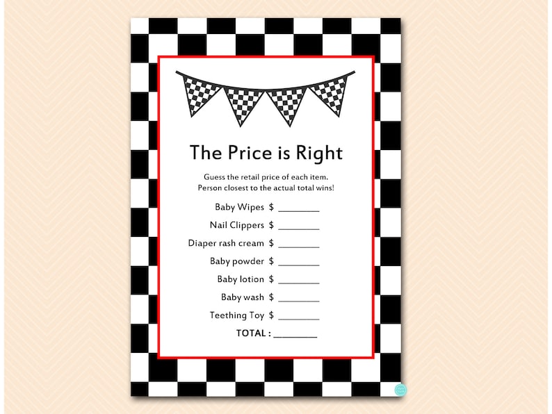 Price is Right Baby Item Price Tag Game Racing Baby Shower - Etsy