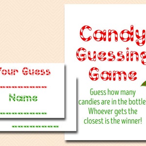 Christmas Candy Guessing Game Printable, Guess How Many Candies in Jar ...