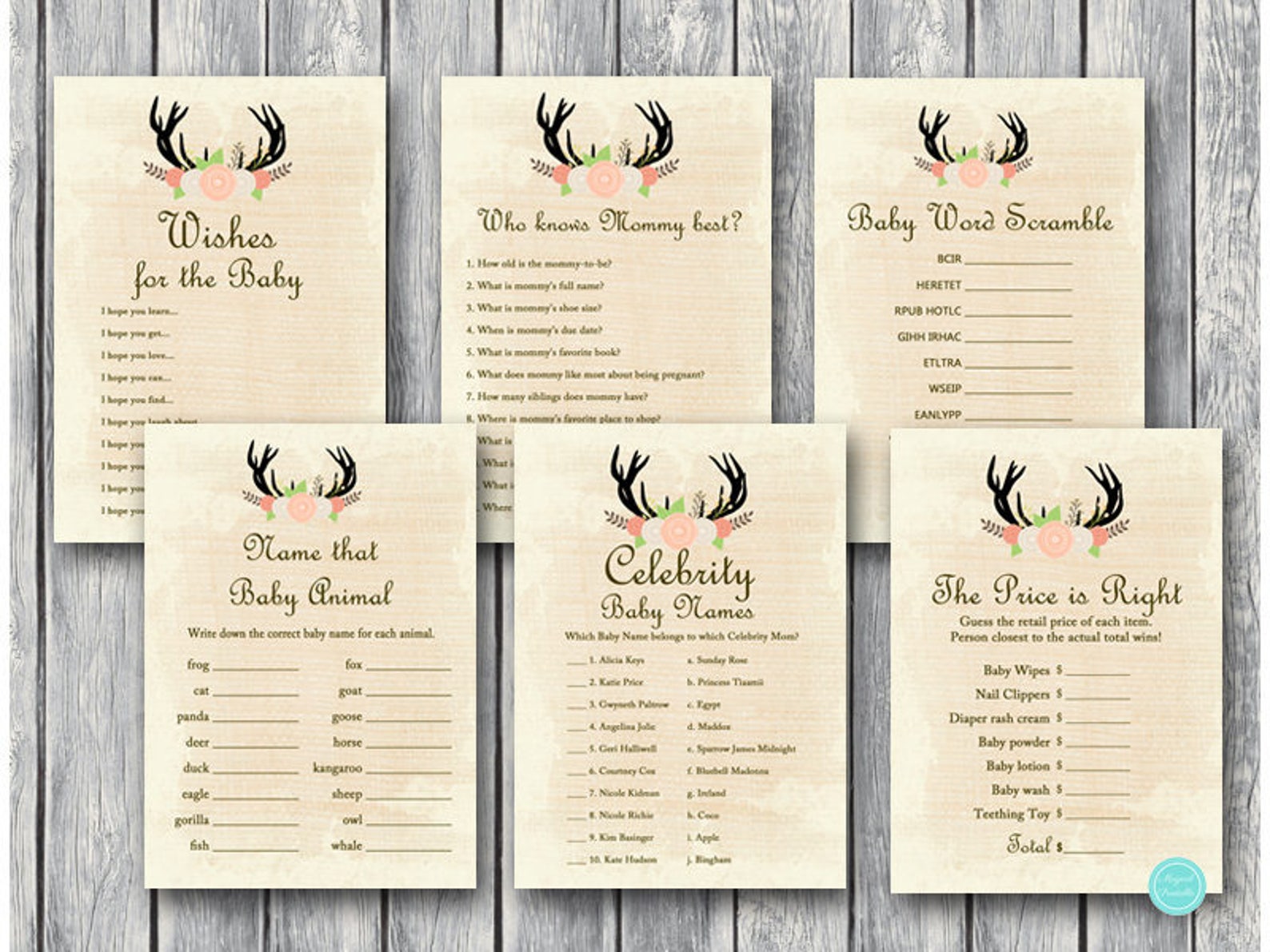 Oh Deer Baby Shower Games Printable Package Baby Shower Games | Etsy
