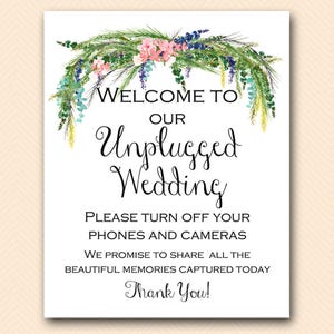 Unplugged Wedding Sign, Wedding Sign, No Photos, Wedding Sign, Luau ...