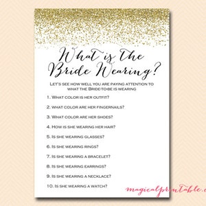What is the Bride Wearing, Memory Game, Bridal Shower Printable Game ...