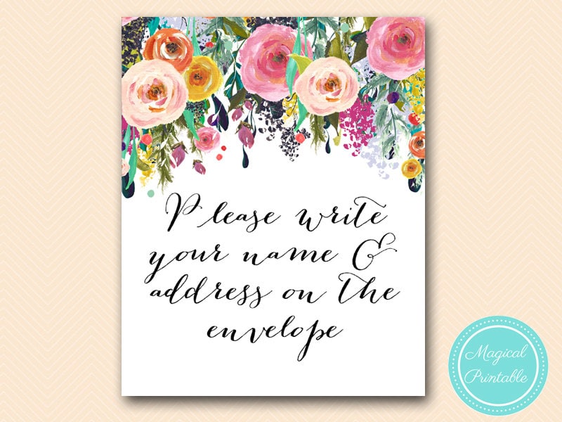 Please Write Your Name and Address on Envelope Sign Bridal - Etsy