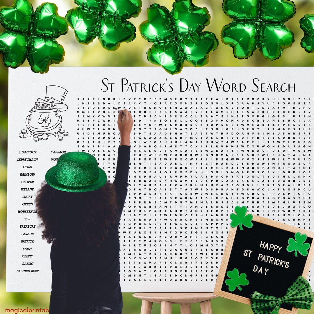 Giant St Patrick's Day Word Search, 24x36 Printable St Patrick's Word ...