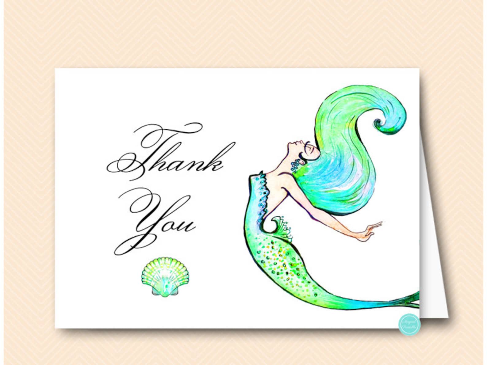 Mermaid Thank You Cards Tent Thank You Notes Mermaid Bridal | Etsy