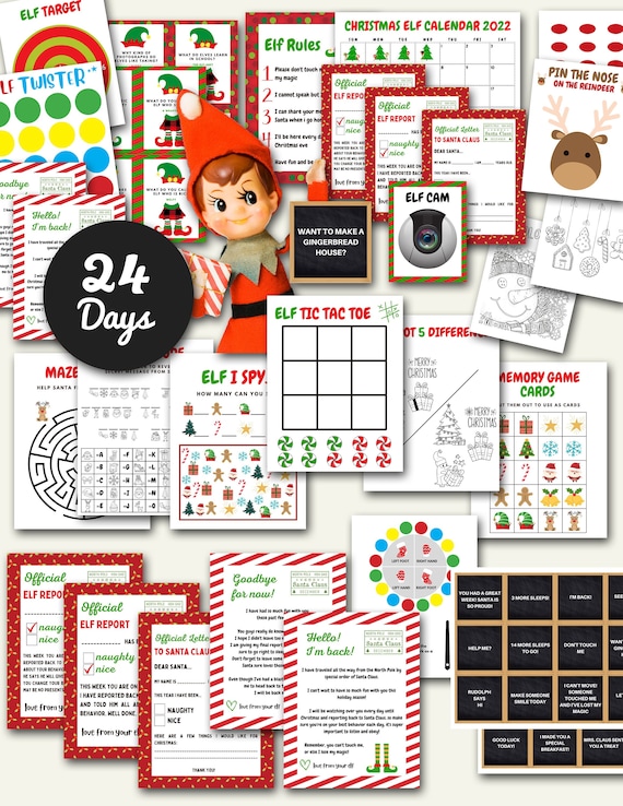 24 Days Printable Elf on Shelf Kit, Elf Bundle, Elf Activities, Elf ...