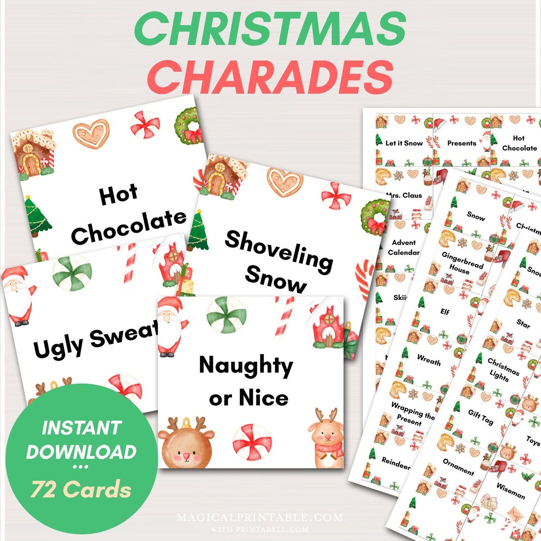 Christmas Charades, Christmas Printable Game, Christmas Movie Christmas ...