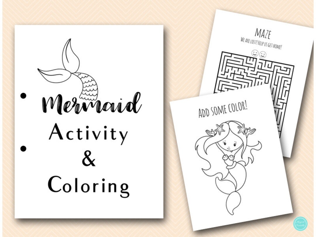 Mermaid Coloring and Activities Book Pages, Instant Download File, Kids ...