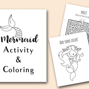 Mermaid Coloring and Activities Book Pages, Instant Download File, Kids ...