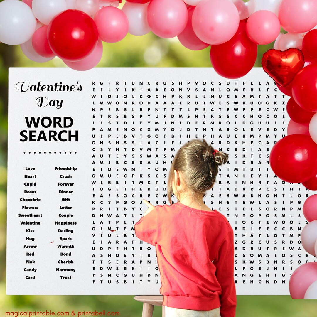 Giant Valentine's Day Word Search, 36x48 Printable Valentine's Word ...