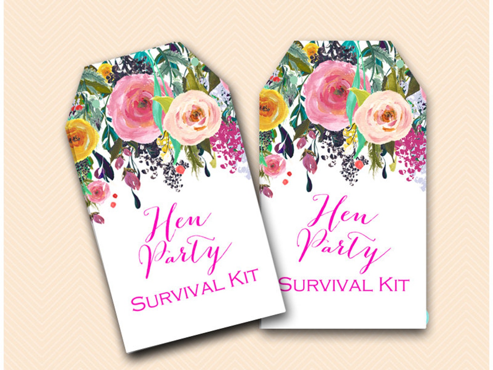 Floral Hen Party Survival Kit Tags Hen Party Favor Tags - Etsy