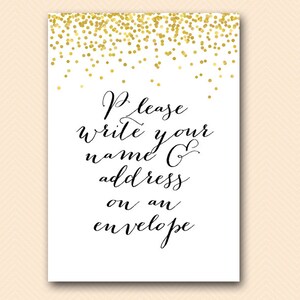 Please Write Your Name and Address on the Envelope Signage, Gold ...