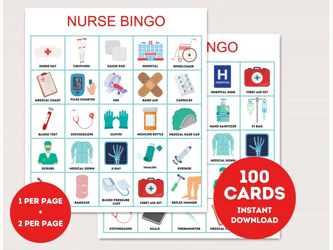 Nurse Bingo Cards, Nurse Party Bingo, Nurse Birthday Game, Medical ...