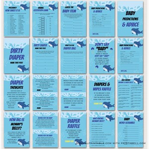 Shark Baby Shower Games Bundle, Shark Themed Baby Shower, Shark Baby ...