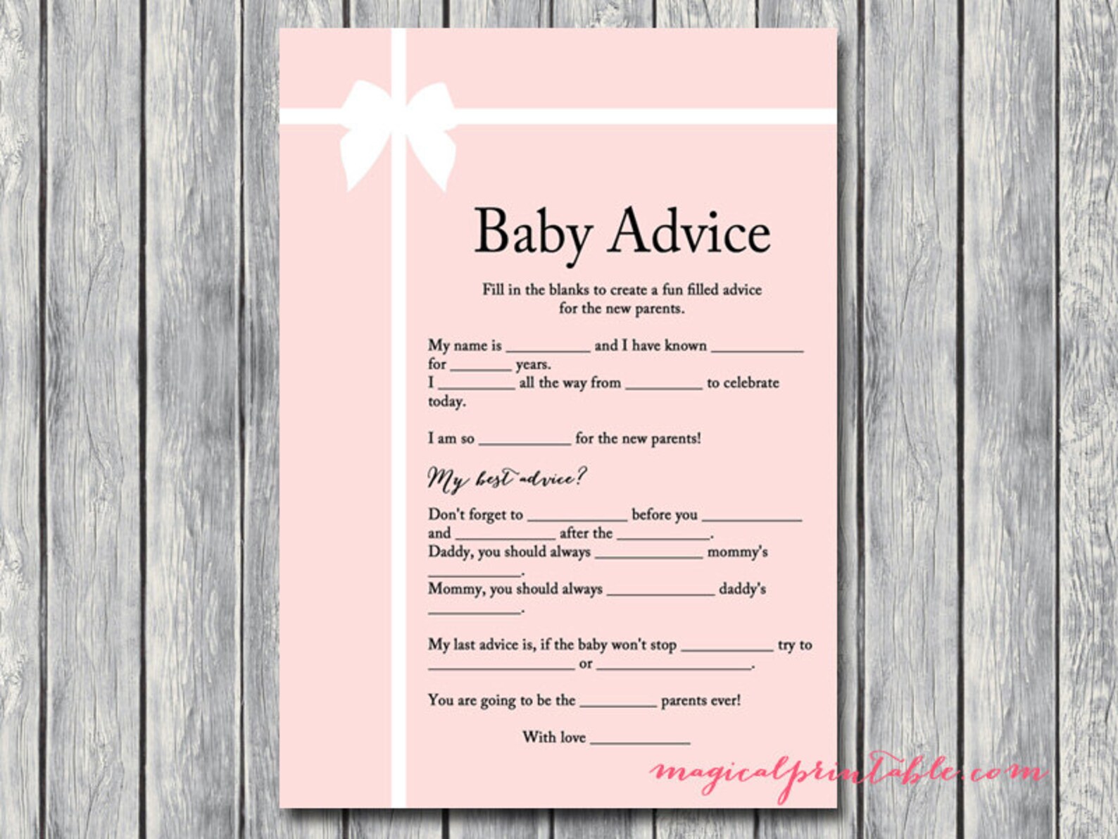 Baby Advice Mad Libs, Baby Shower Mad Libs, Girl, Baby Shower Games ...