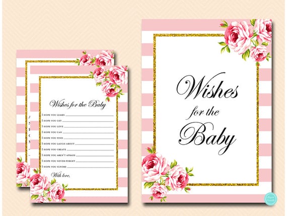 Printable Wishes For Baby Girl Printable Baby Wishes Cards | Instant