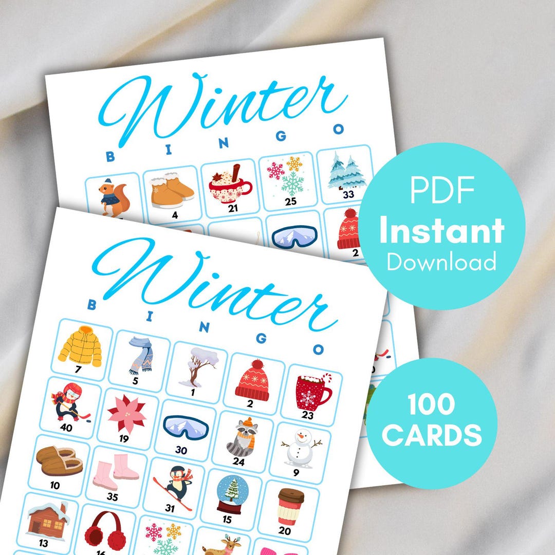 Winter Bingo Cards, Printable Winter Bingo, Winter Activity for Kids ...