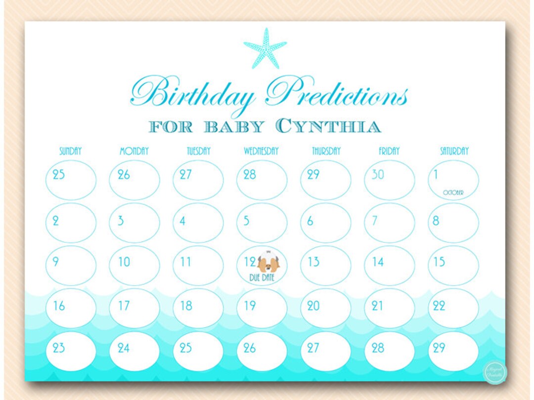 Baby Prediction Calendar, Baby Prediction Calendar, Baby Due Date ...