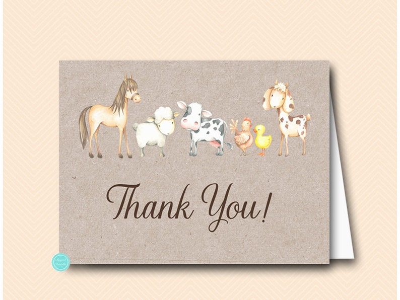 Farm Animals Thank You Cards Tent Thank You Notes Farm - Etsy
