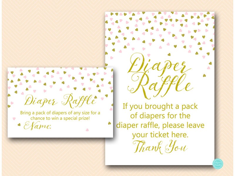 Pink and Gold Baby Shower Games Diaper Raffle Ticket Diaper | Etsy